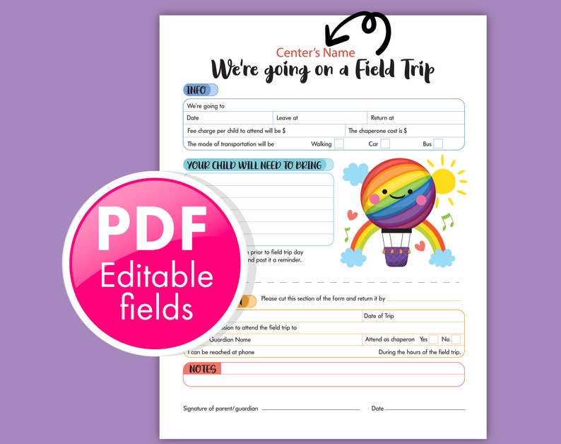 Field Trip Permission Form - Get Ready for Adventure - Perfect for ...