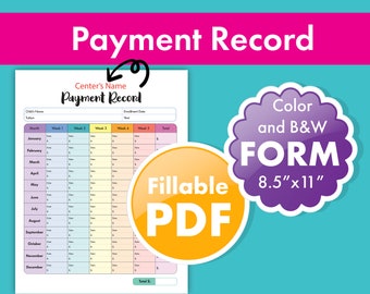 Editable Child Care Payment Record | Easy to Edit on Canva | Home ...