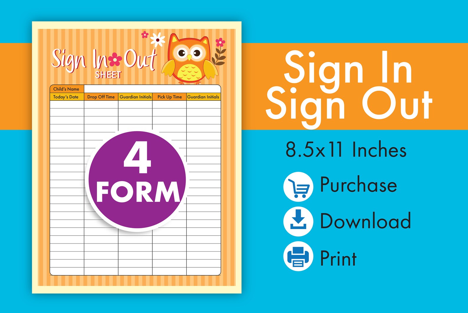 Sign in and Out Form for Daycare, School, Childcare, Home Daycare ...