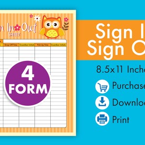 Sign in and Out Form for Daycare, School, Childcare, Home Daycare ...