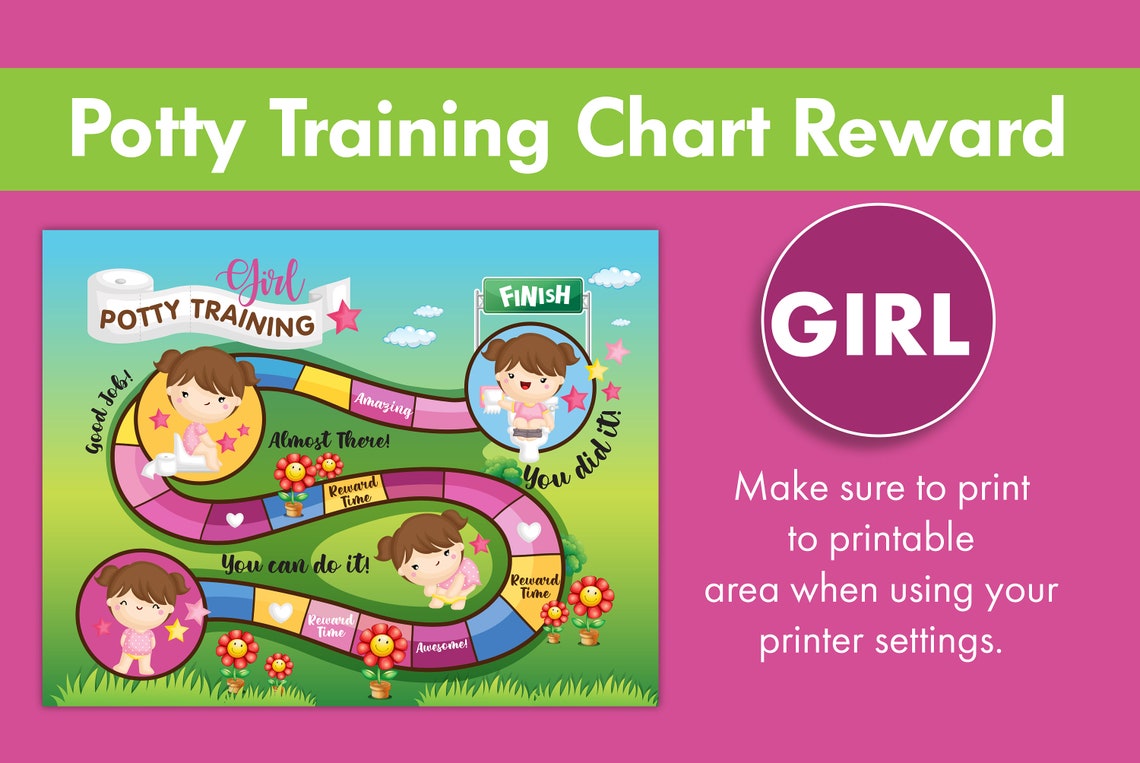 Cute Potty Training Chart Reward for Girl, Bathroom Sticker Chart ...