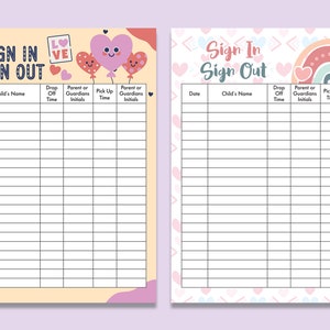 Sign in and Out Form for Daycare, Form, Preschool, Childcare, Home ...