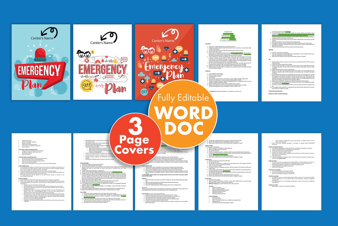 Daycare Emergency Plans Printable Forms Perfect for Daycare - Etsy