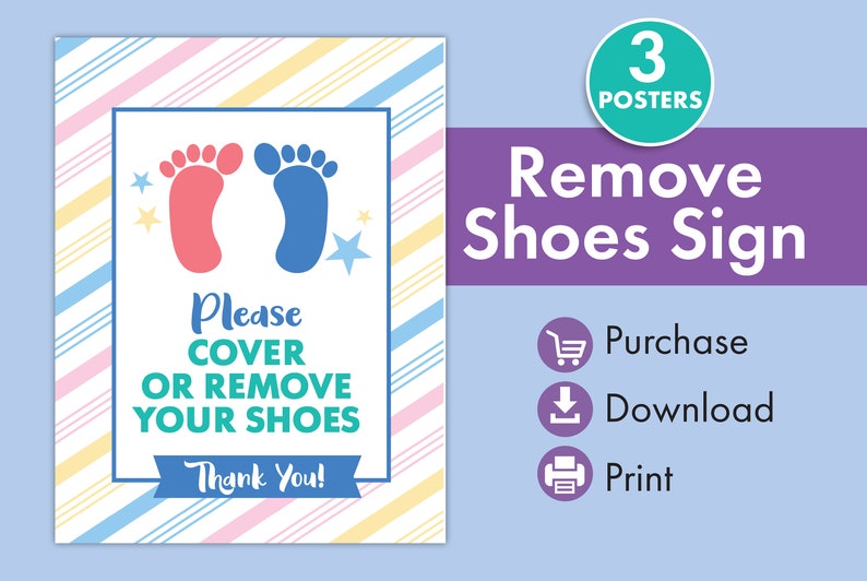 Colorful Remove Shoes Sign, Decoration, Daycare, Childcare, in Home ...