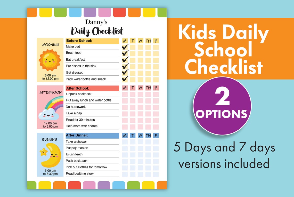 Daily Routine Responsibility Chart, Homeschool Planner to Do List, Kids ...