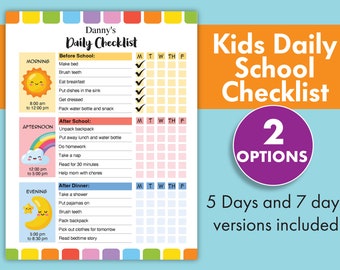 Kids Daily School Day Schedule Kids Editable Daily Checklist - Etsy