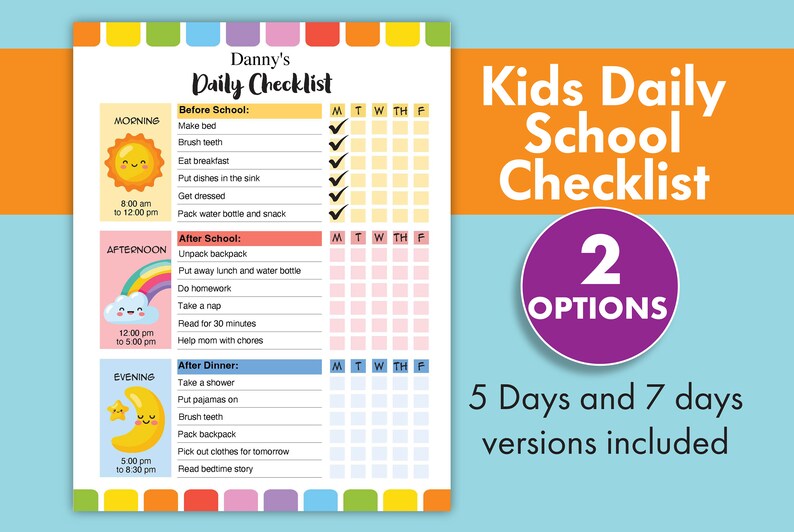 Daily Routine Responsibility Chart, Homeschool Planner to Do List, Kids ...