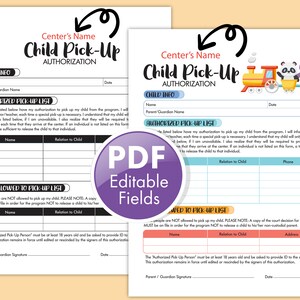Efficient Child Pick-up Authorization Form - Essential for Daycares ...