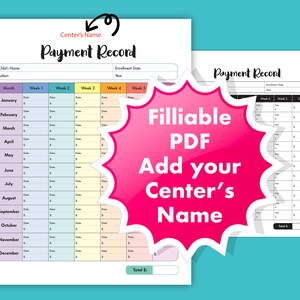 Daycare Payment Record and Tuition Log Home Daycare, Income Tracker ...