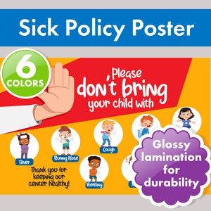 Personalized Sick Policy Poster for Daycare, Childcare, Preschool ...