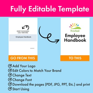 Complete Employee Handbook Template for Childcare Businesses - Editable ...