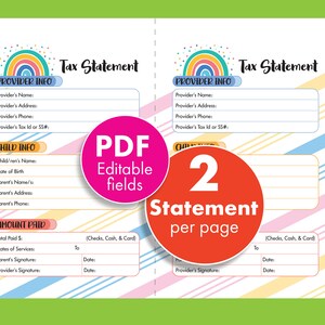 Year-end Tax Statement Receipt Form Tuition Receipt Template for ...