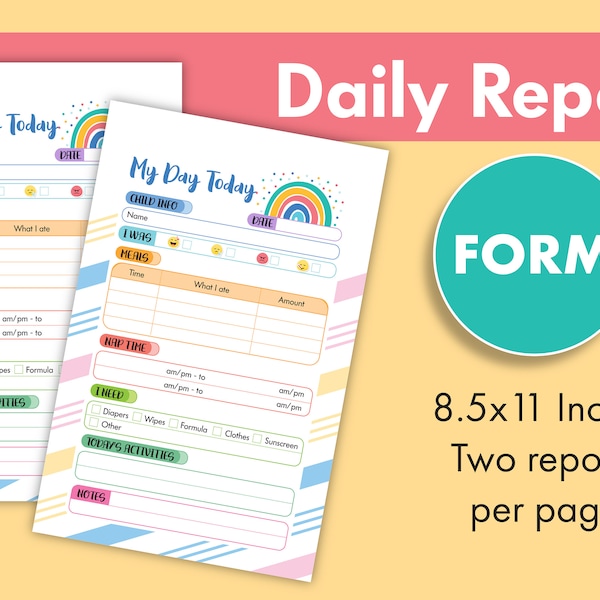 Toddler Daily Report - Etsy