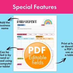 Efficient Daily Report Form for Daycare, Preschool, and Childcare ...