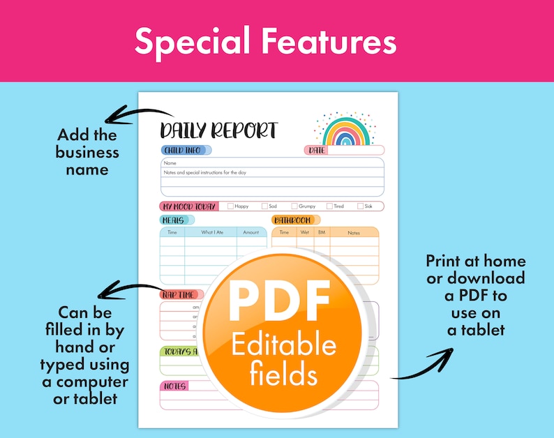 Efficient Daily Report Form for Daycare, Preschool, and Childcare ...