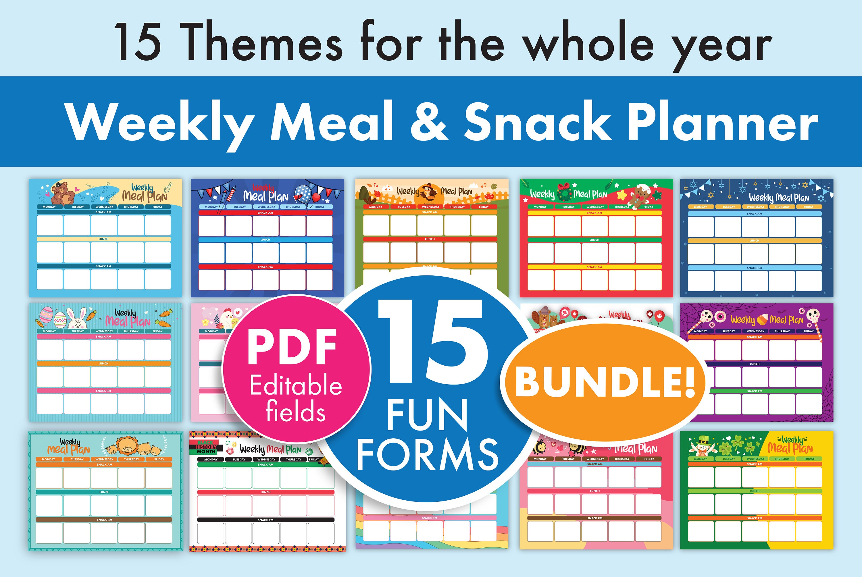 Weekly Meal and Snack Planner Forms for Daycare and Childcare - Etsy