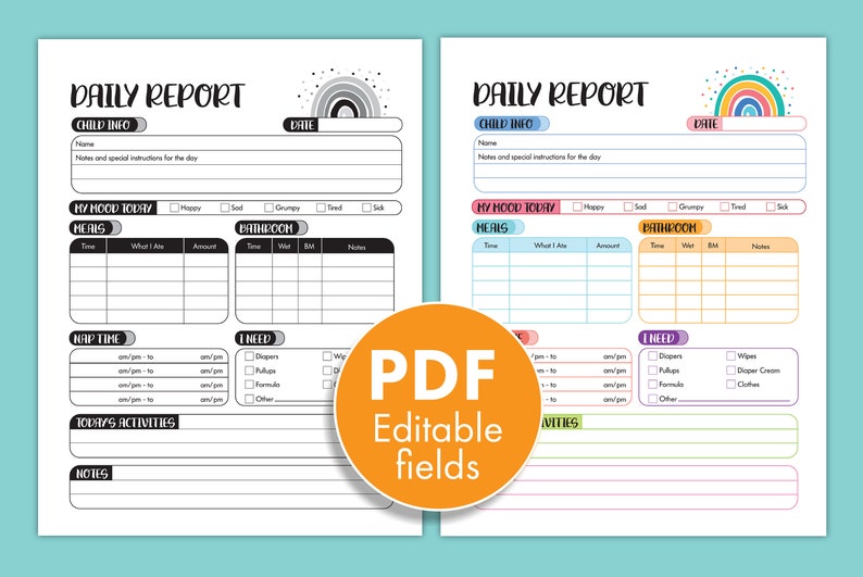 Efficient Daily Report Form for Daycare Preschool and - Etsy
