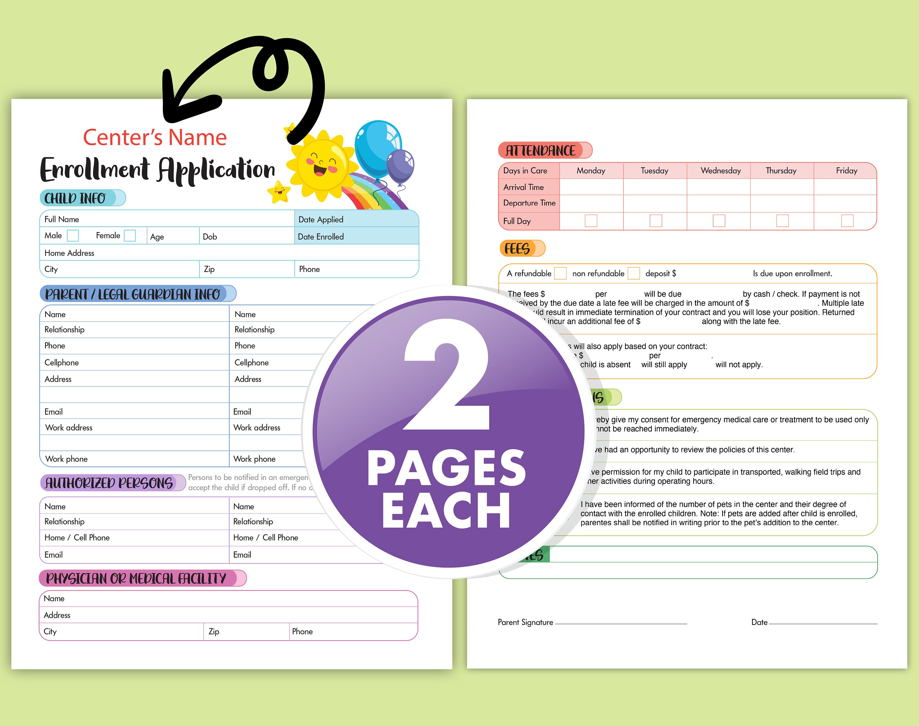 Simplified Enrollment Application Form - Streamline Your Daycare ...