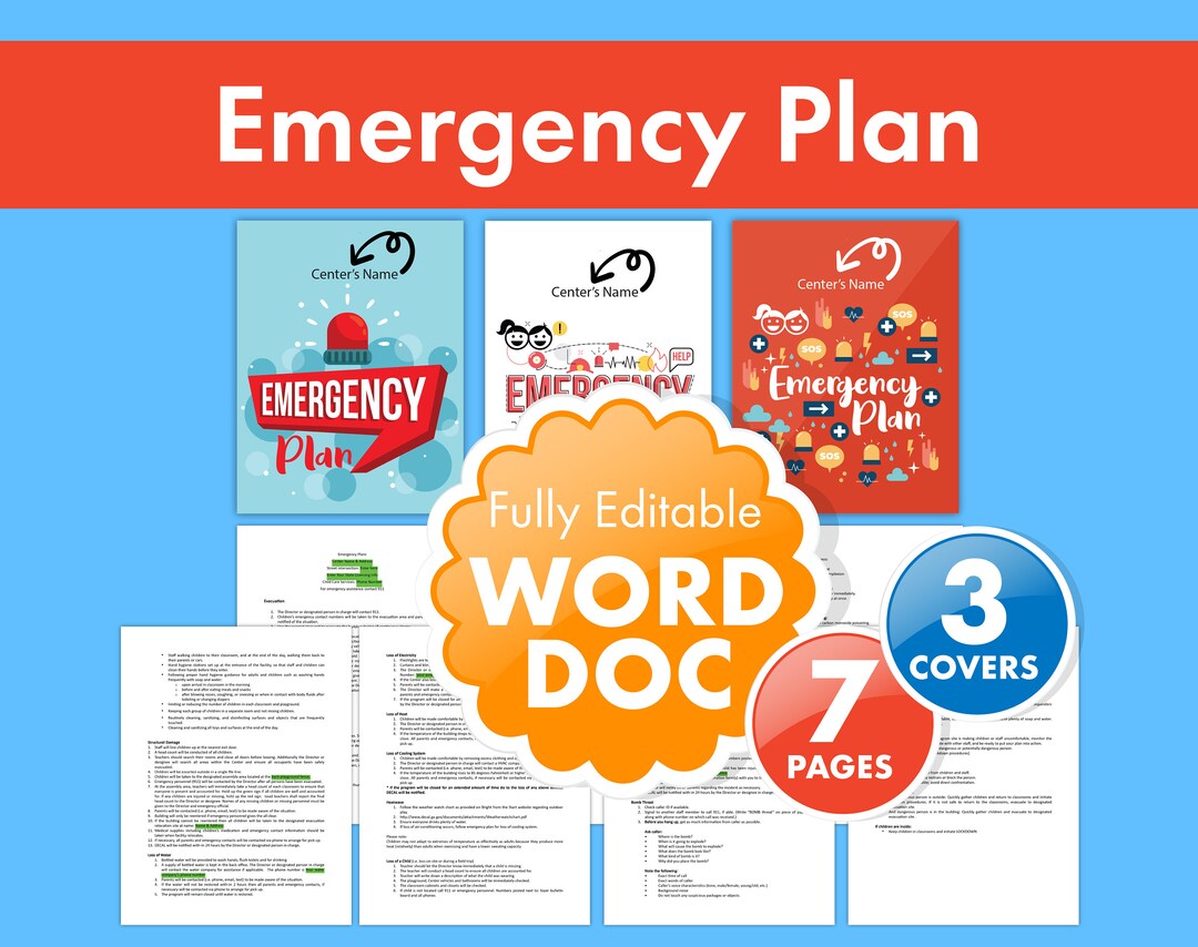 Daycare Emergency Plans - Printable Forms - Daycare, Childcare ...