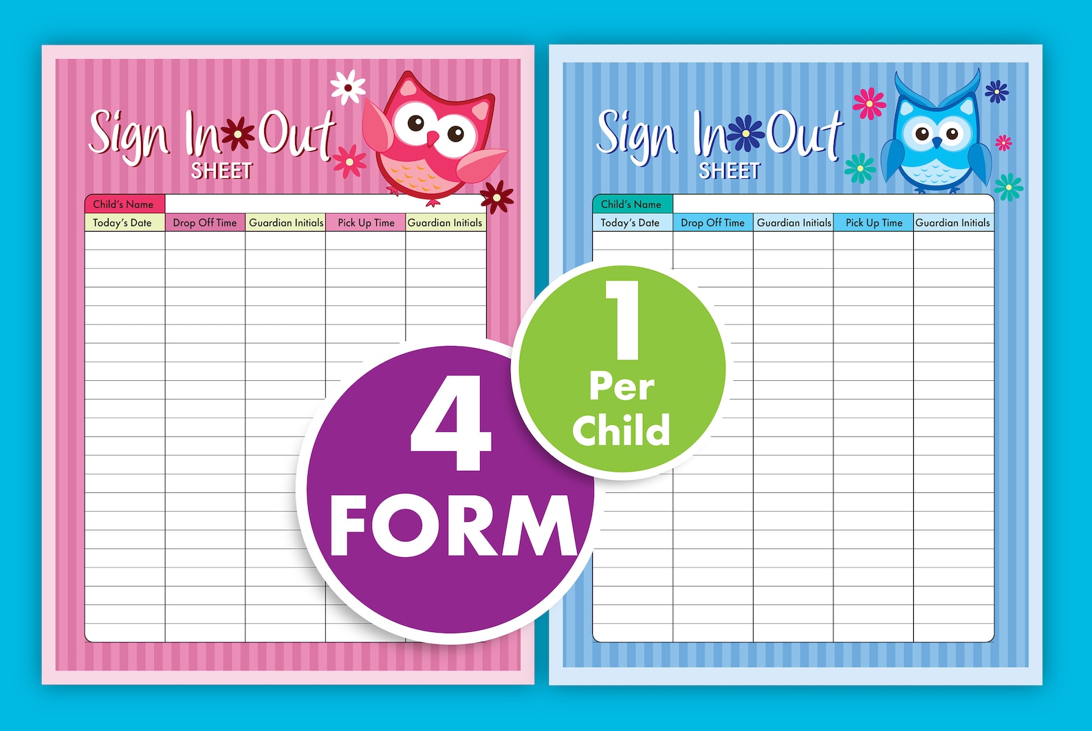 Sign in and Out Form for Daycare, School, Childcare, Home Daycare ...