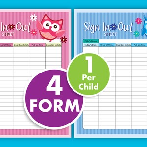 Sign in and Out Form for Daycare, School, Childcare, Home Daycare ...