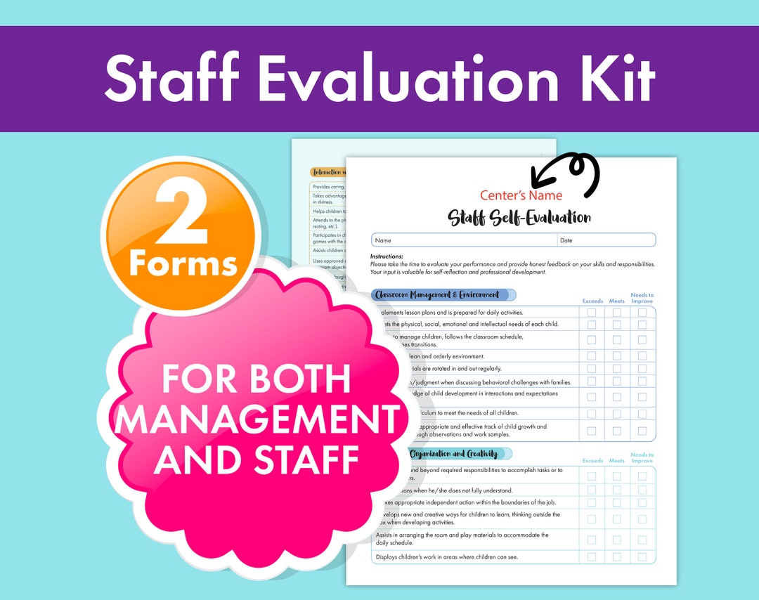 Daycare Staff Evaluation Kit: Employee Self-evaluation Forms for ...