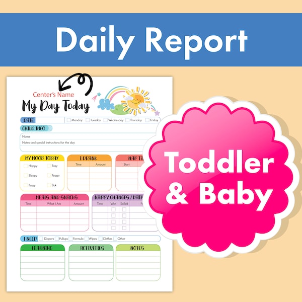 EDITABLE Daycare Daily Report Template Headstart Preschool Mothers Day ...