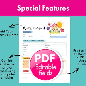 Childcare Waitlist Request Form - Ideal for Daycare, Preschool, In-home ...