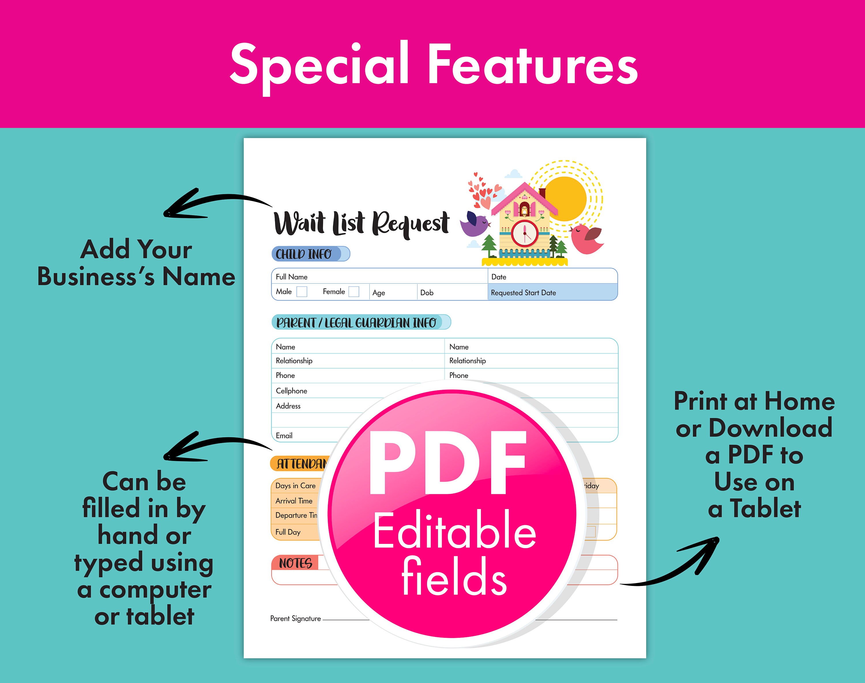Childcare Waitlist Request Form - Ideal for Daycare, Preschool, In-home ...