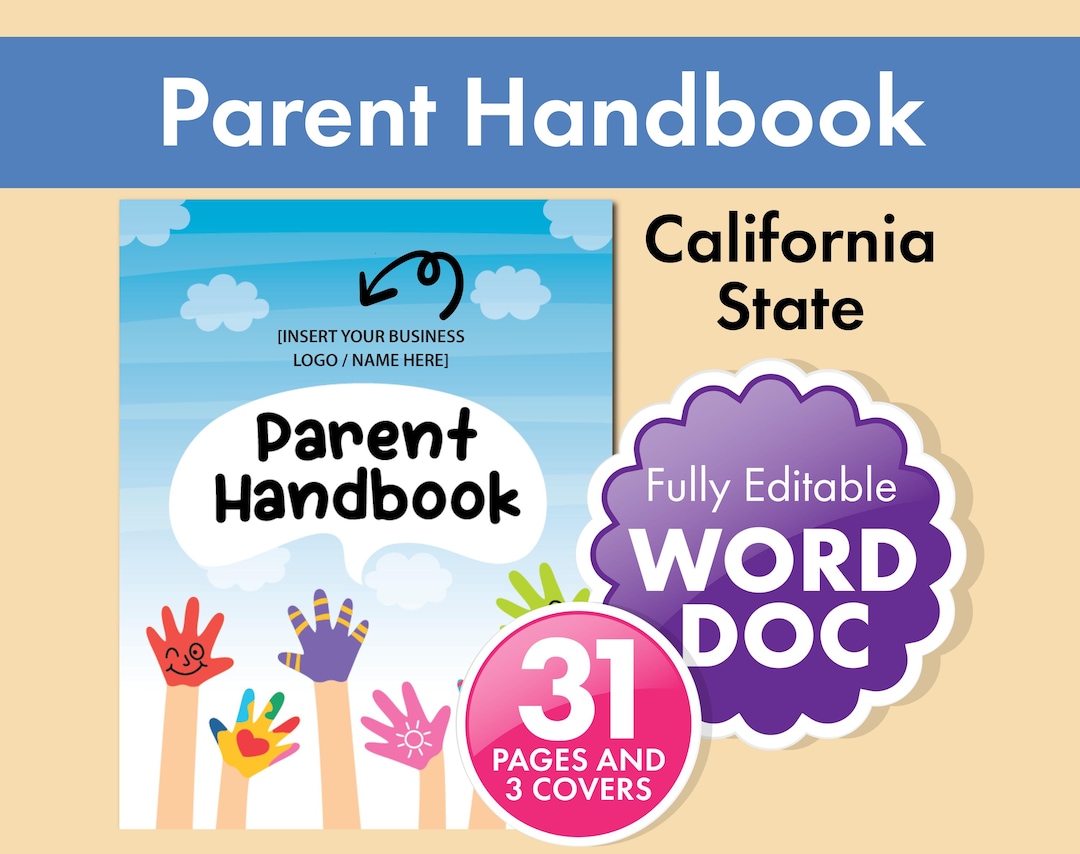 California Parent Handbook | Editable Childcare, Daycare and Preschool ...