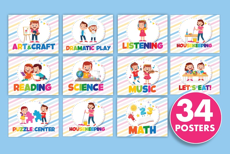 Complete Center Signs Set 35 PDF Printable Posters for Daycare ...