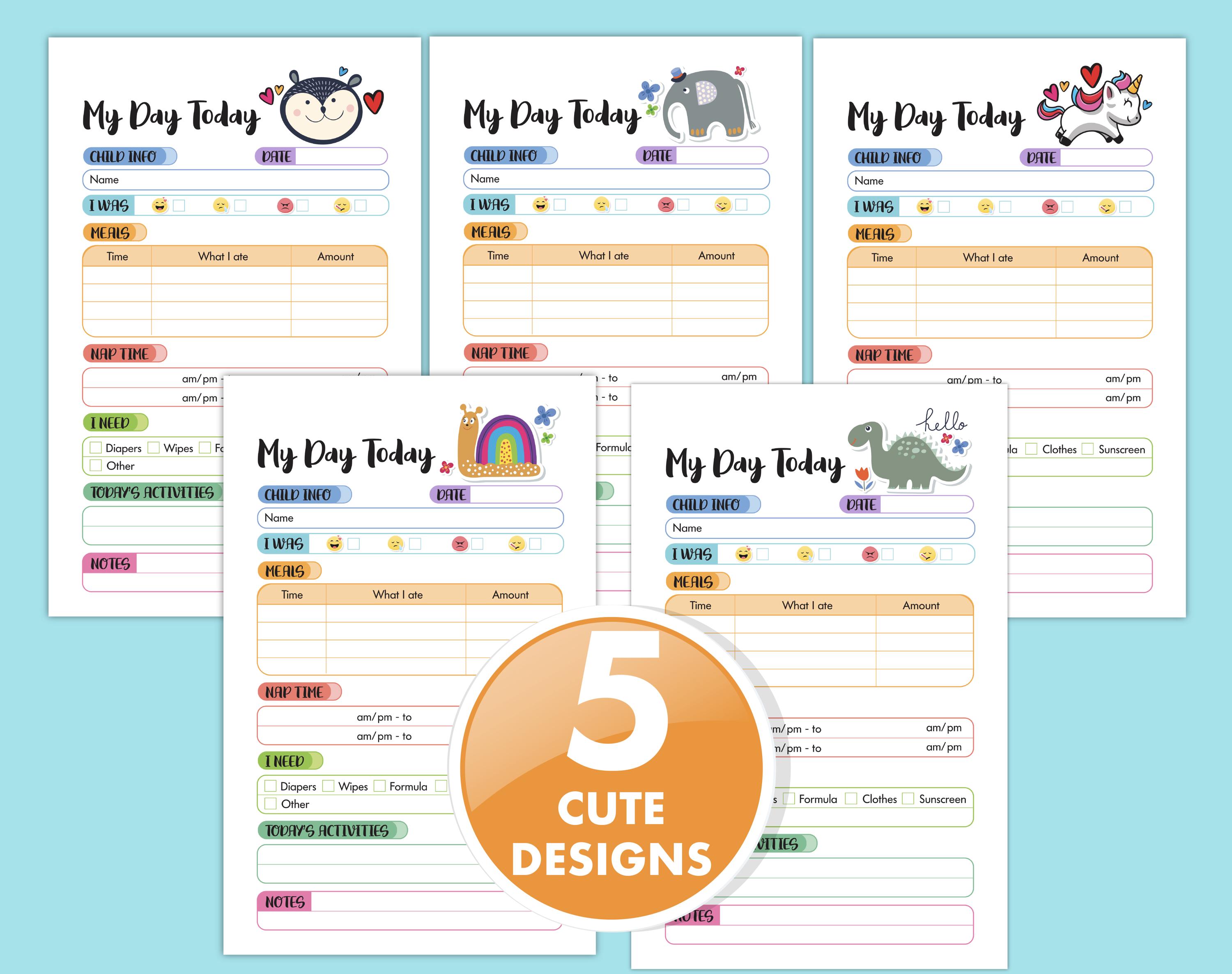 Daily Report Form for Infants, Toddlers, Preschool — Printable Daycare ...