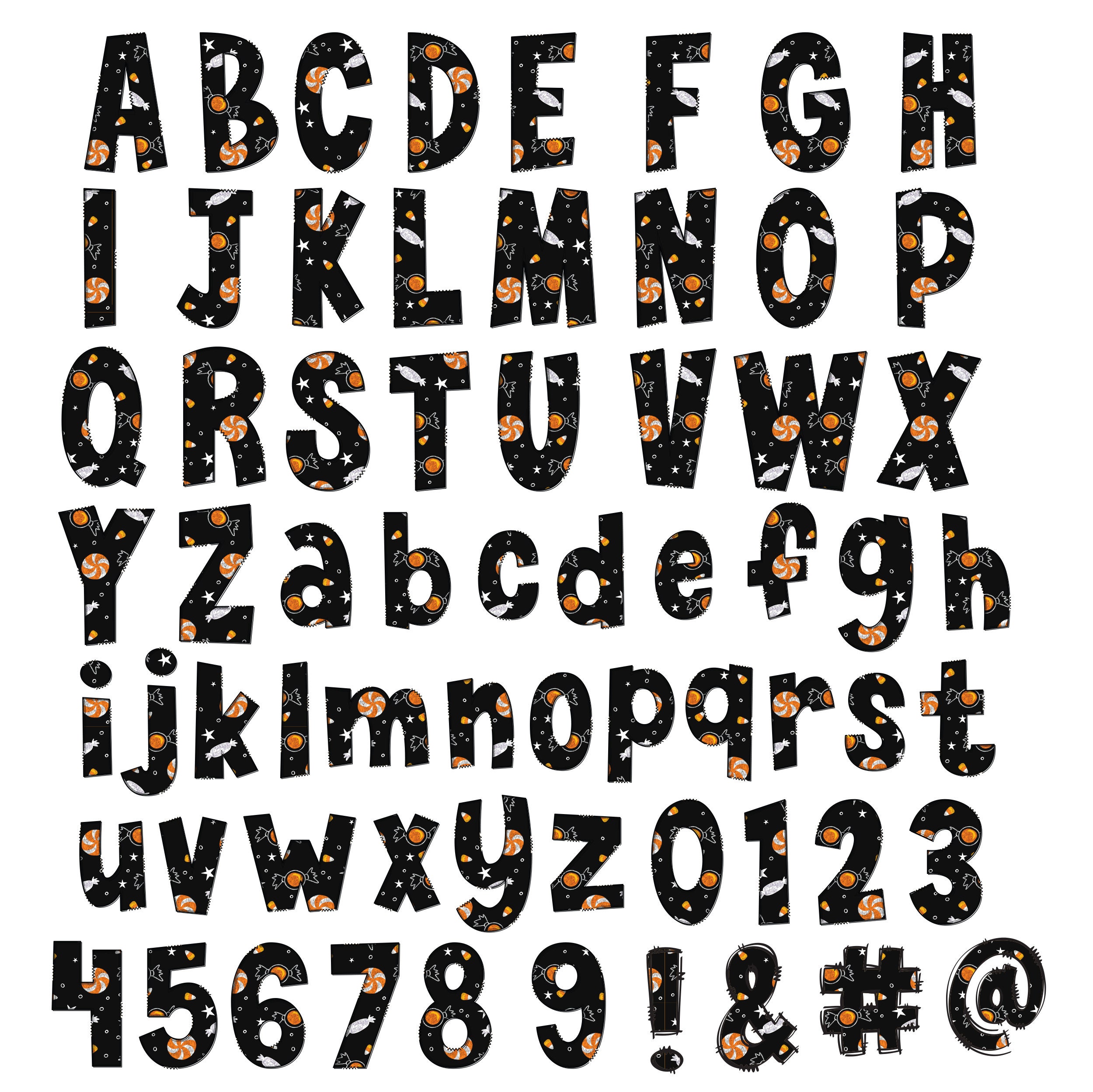 Halloween Doodle Letters, 6 PNG Designs, Instant Download, Digital ...