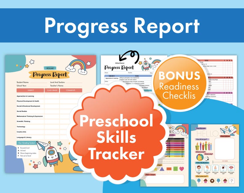 Preschool Progress Report & Kindergarten Readiness Checklist | Editable ...