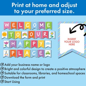 Welcome to Our Happy Place Banner - Preschool Classroom Decor - Welcome ...