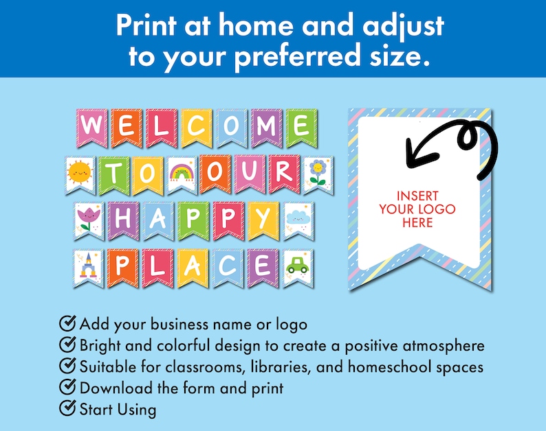 Welcome to Our Happy Place Banner - Preschool Classroom Decor - Welcome ...