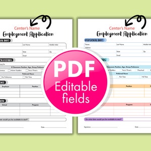 Employee Application Form – Ideal for Daycare, Preschool, In-home ...