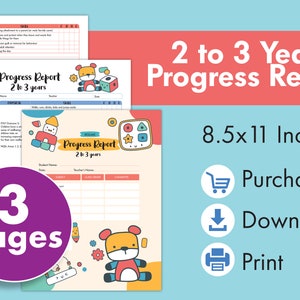 2-3 Year Old Progress Report Fillable PDF Form for - Etsy