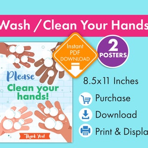 Child Care Hygiene Poster: Printable 'WASH YOUR HANDS' Art - Perfect ...