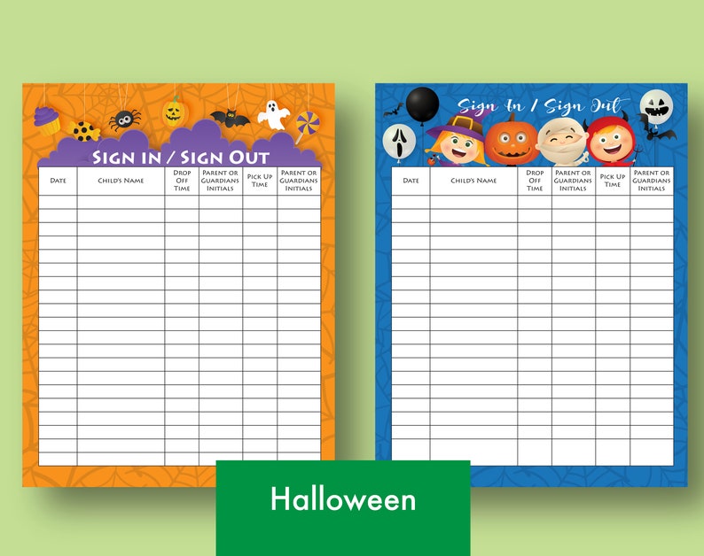 Year Round Daycare Sign in and Out Forms - Stay Organized With Style ...