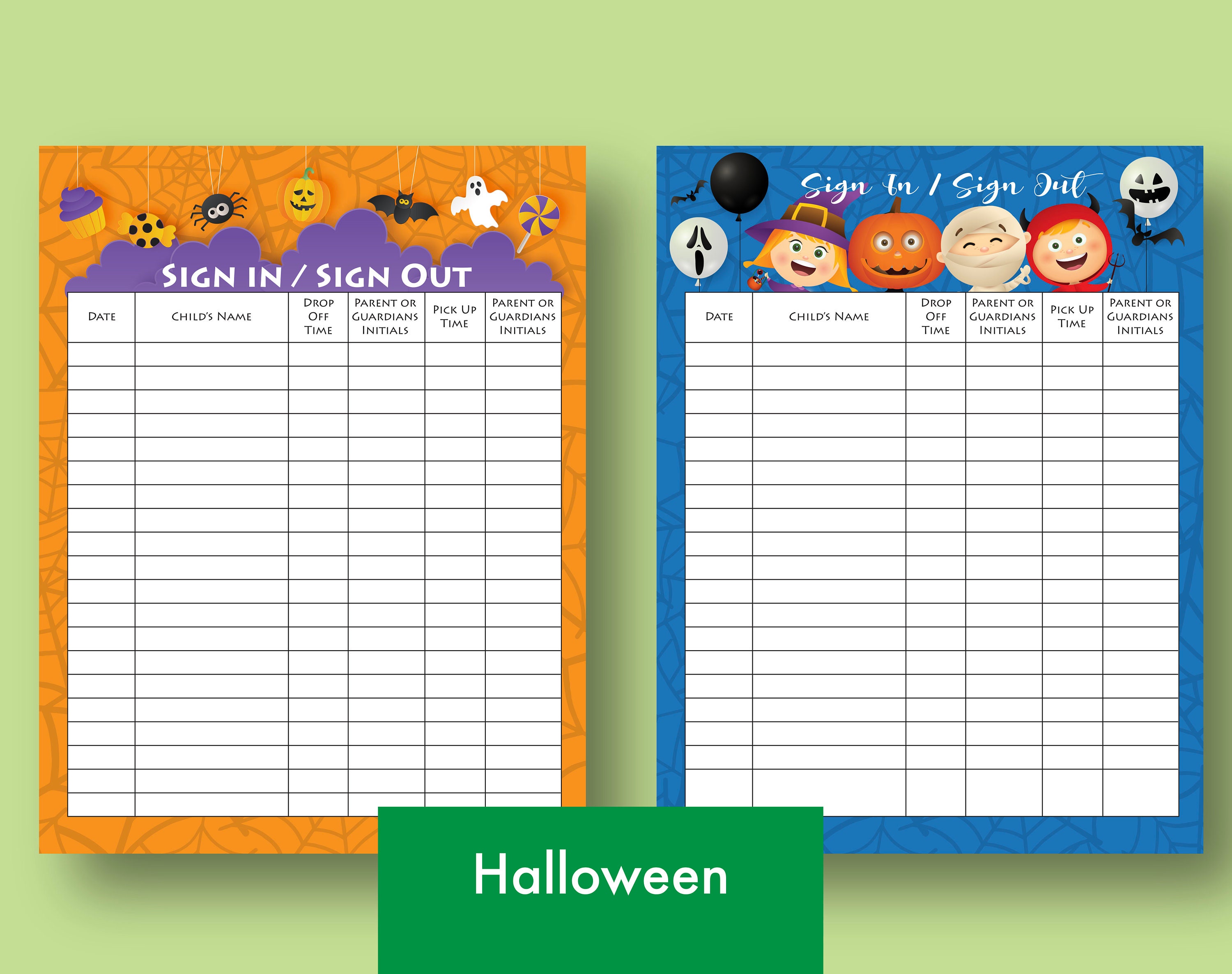 Year Round Daycare Sign in and Out Forms - Stay Organized With Style ...