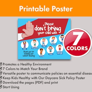 Keep Kids Healthy With Our Daycare Sick Policy Poster – A Must-have for ...
