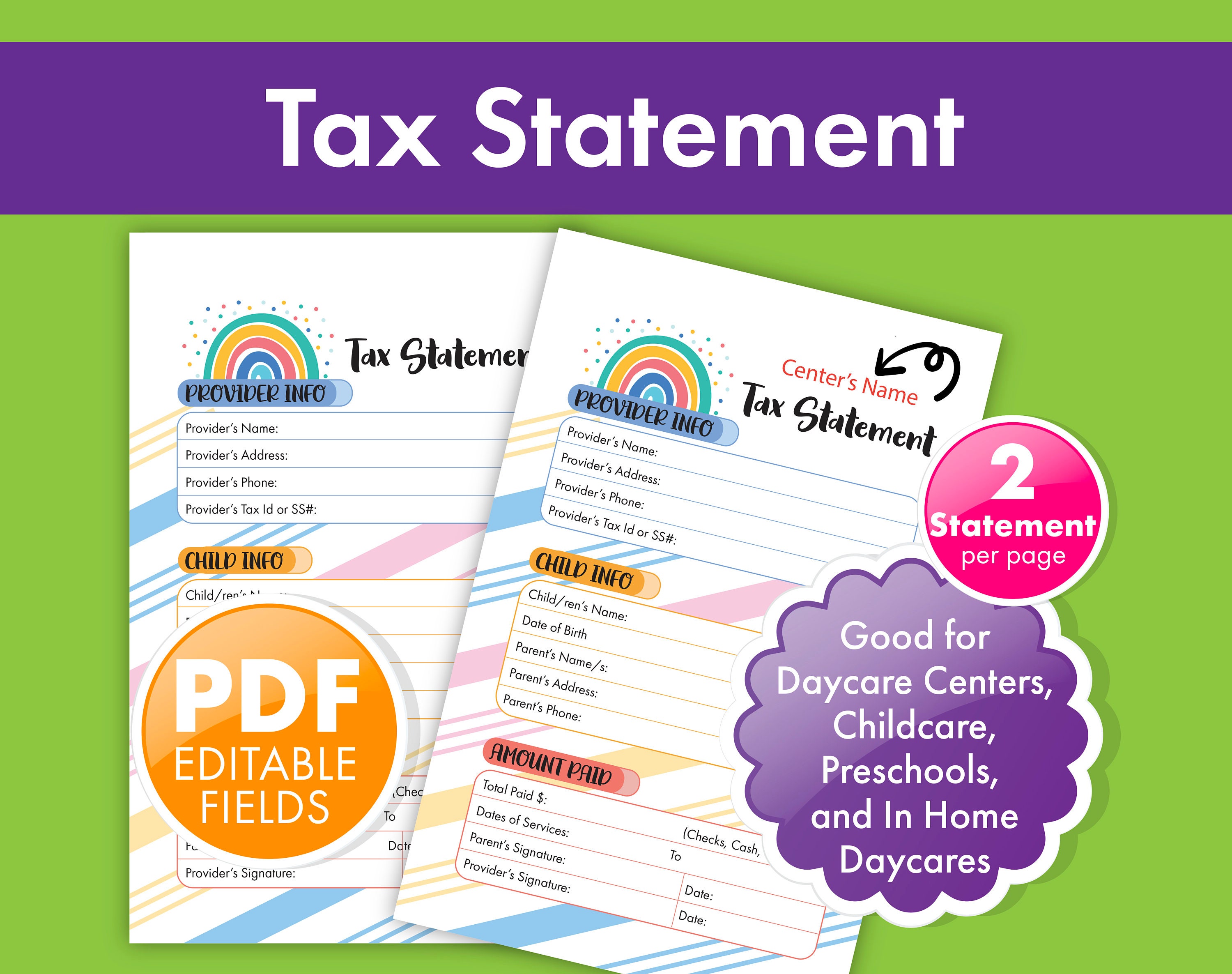 Year-end Tax Statement Receipt Form - Tuition Receipt Template for ...