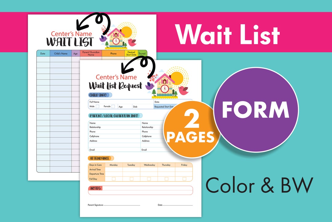 Childcare Waitlist Request Form Ideal for Daycare - Etsy UK