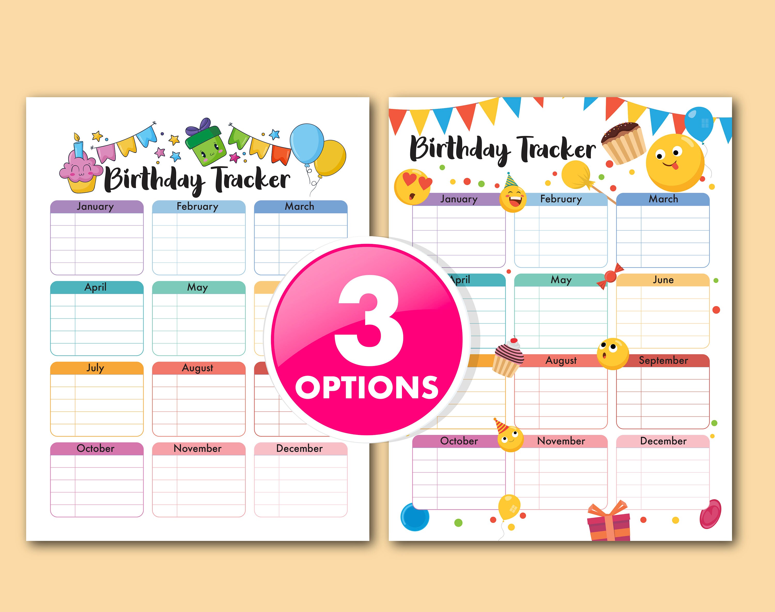 Birthday Tracker Form for Daycare and Preschool | Printable Birthday ...