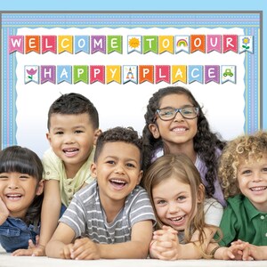 Welcome to Our Happy Place Banner - Preschool Classroom Decor - Welcome ...