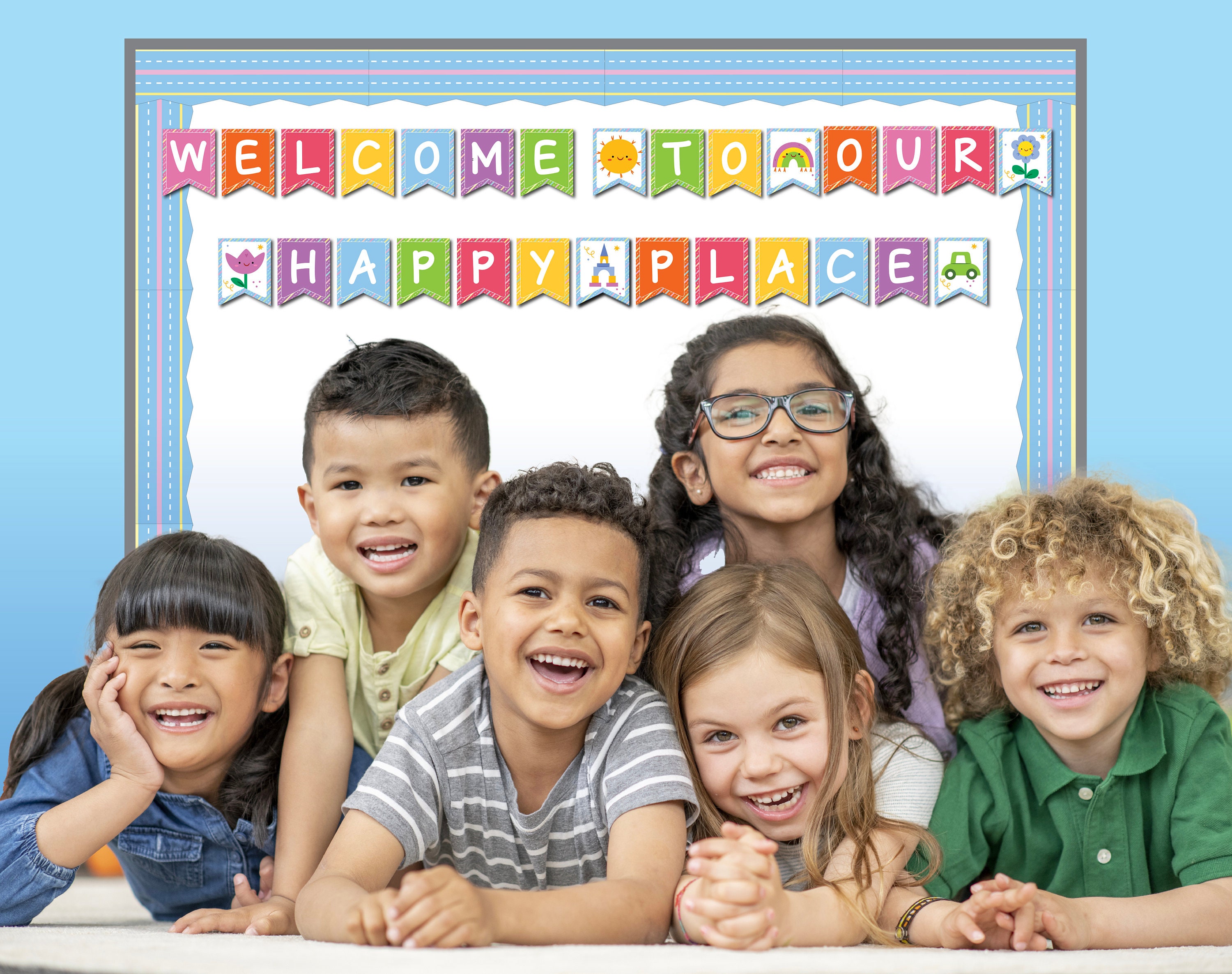 Welcome to Our Happy Place Banner - Preschool Classroom Decor - Welcome ...