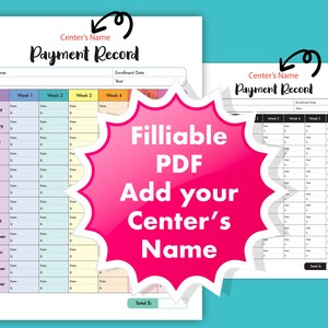 Daycare Payment Record and Tuition Log - Home Daycare, Income Tracker ...