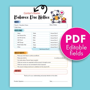 Balance Due Notice Late Payment Tuition Statement Perfect - Etsy