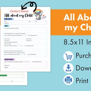 All About My Child Daycare Forms Get to Know My Child All - Etsy